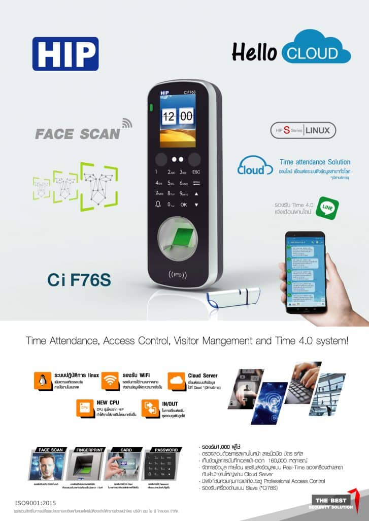 (รองรับการดึงข้อมูลผ่านระบบหลายสาขา) เครื่องสแกนลายนิ้วมือ Finger SCAN HIP รุ่น CMiF76S สินค้า ...